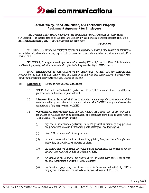 Employee Non Compete Agreement 1 - PDFSimpli Employee Non Compete Agreement 1 - PDFSimpli