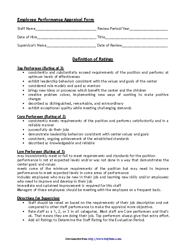 Employee Performance Appraisal Form PDFSimpli