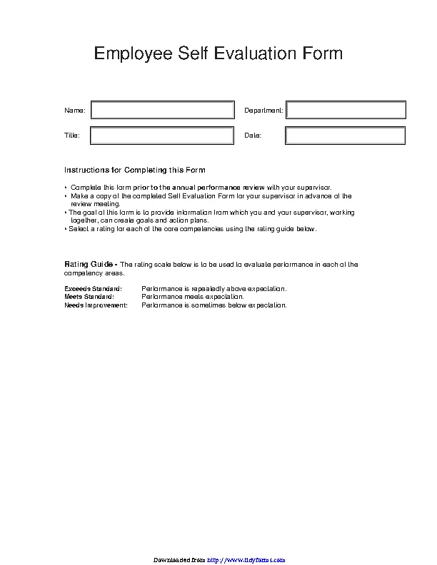 Employee Self Evaluation Form - PDFSimpli