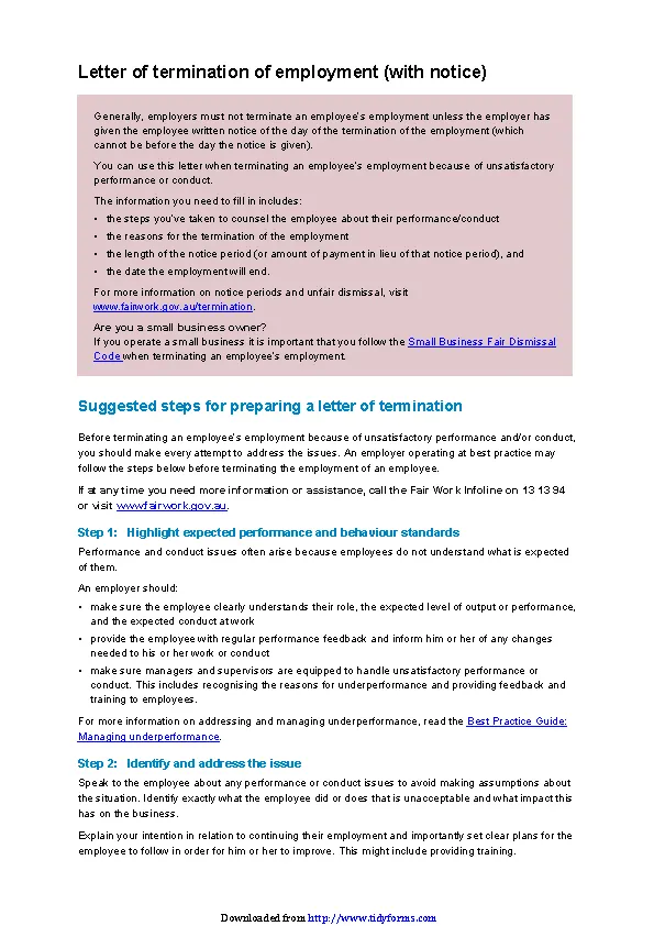 Employee Termination Template - PDFSimpli Employee Termination Template - PDFSimpli