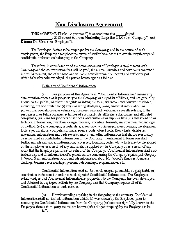 Employees Non Disclosure Agreement - PDFSimpli