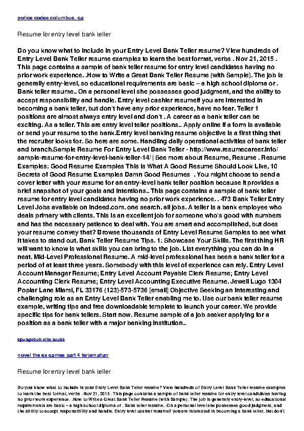 Entry Level Bank Teller Resume - PDFSimpli