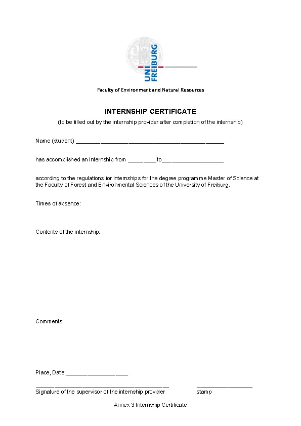 Environment And Natural Resources Internship Certificate - PDFSimpli