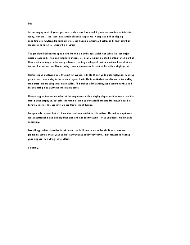 Environment Complaint Letter Template - PDFSimpli