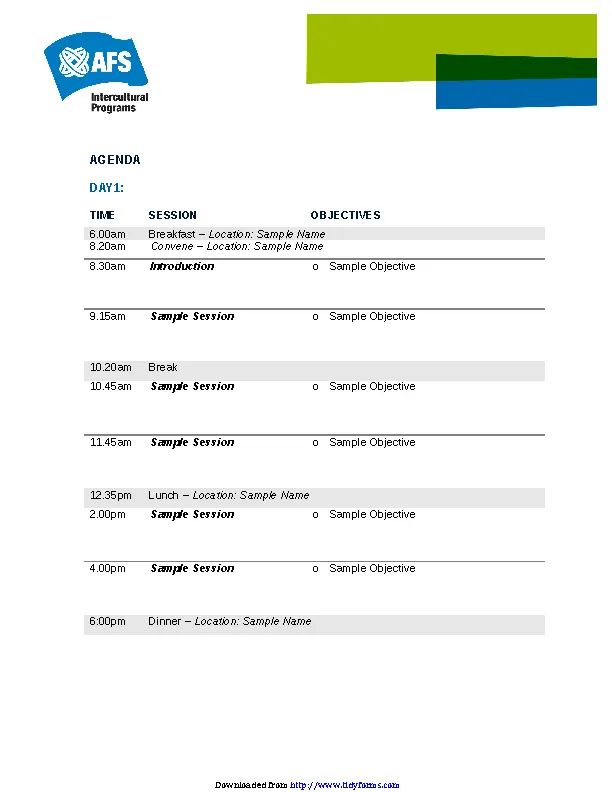 Event Agenda Document Template - PDFSimpli