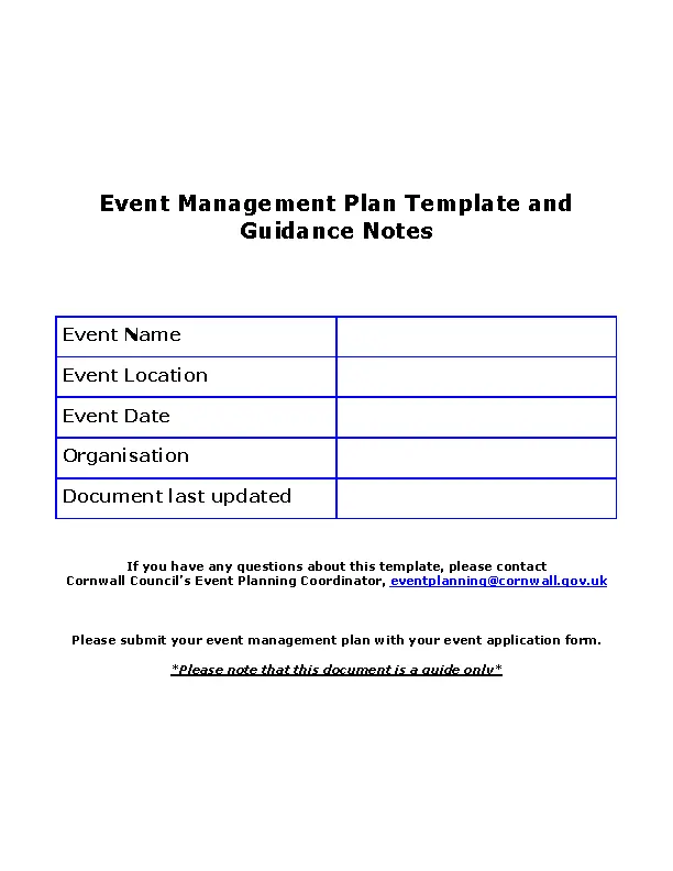 Event Managemnet Plan Template - PDFSimpli