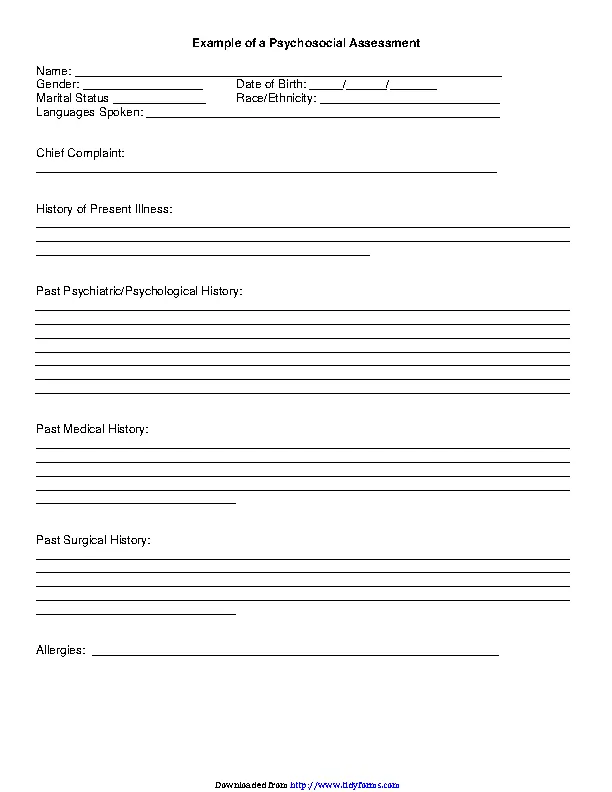 Example Of A Psychosocial Assessment - PDFSimpli