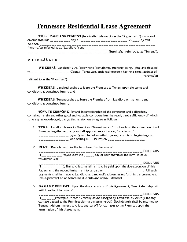 Example Of A Residential Lease Agreement - PDFSimpli