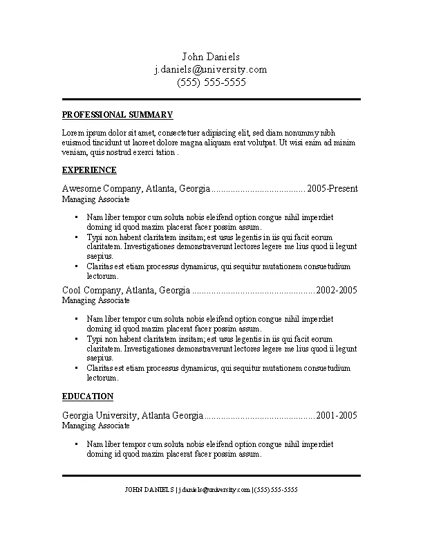 Example Of Park Resume - PDFSimpli