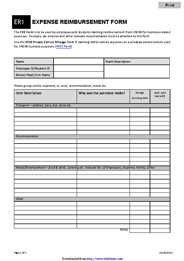 Expense Reimbursement Form - PDFSimpli