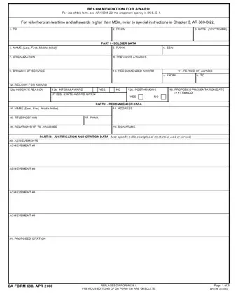 DA 638 Fillable Form Available Here with PDFSimpli | PDFSimpli