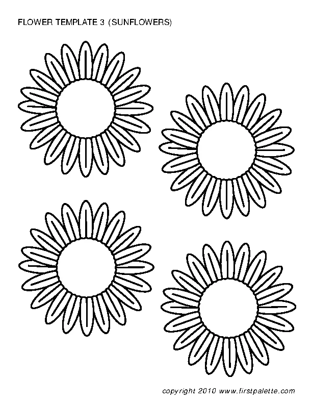Flower Template Of Sunflowers - PDFSimpli
