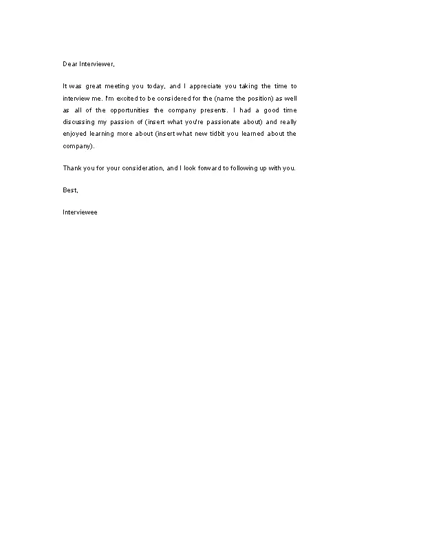 Follow Up Email After Attending Job Interview PDFSimpli