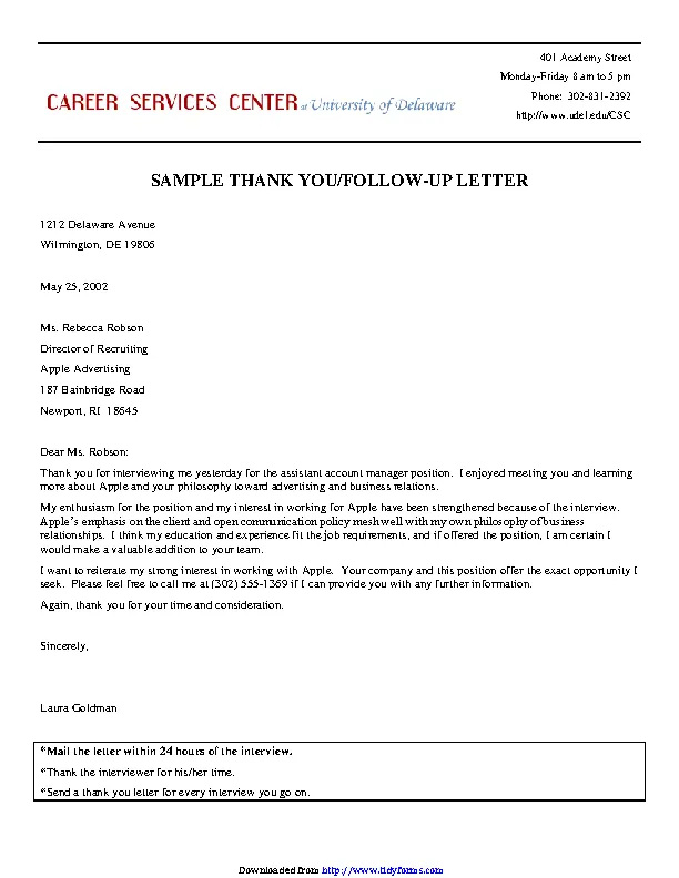 Follow Up Letter Sample 1 - PDFSimpli