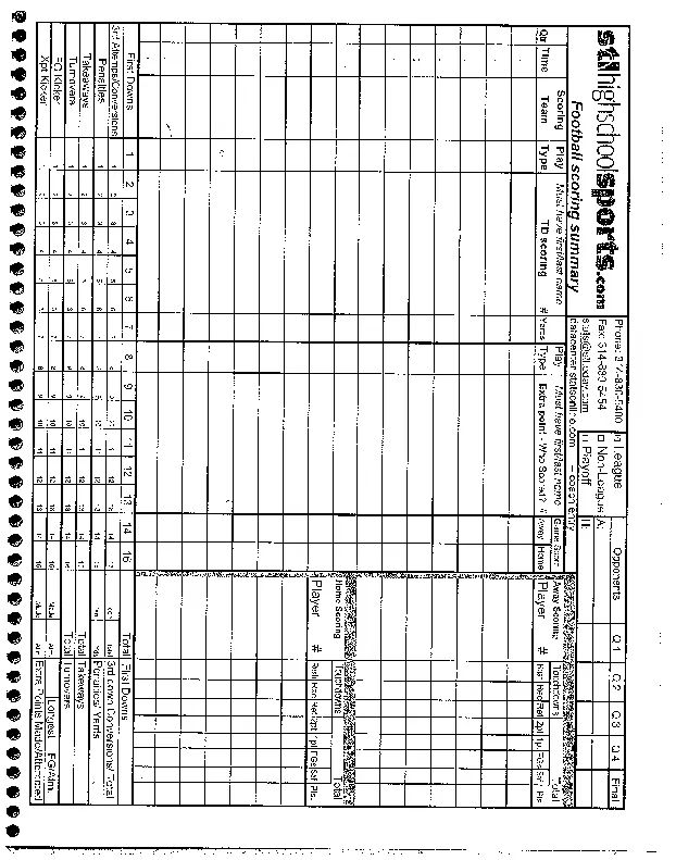 Football Score And Stats Sheetboard - PDFSimpli