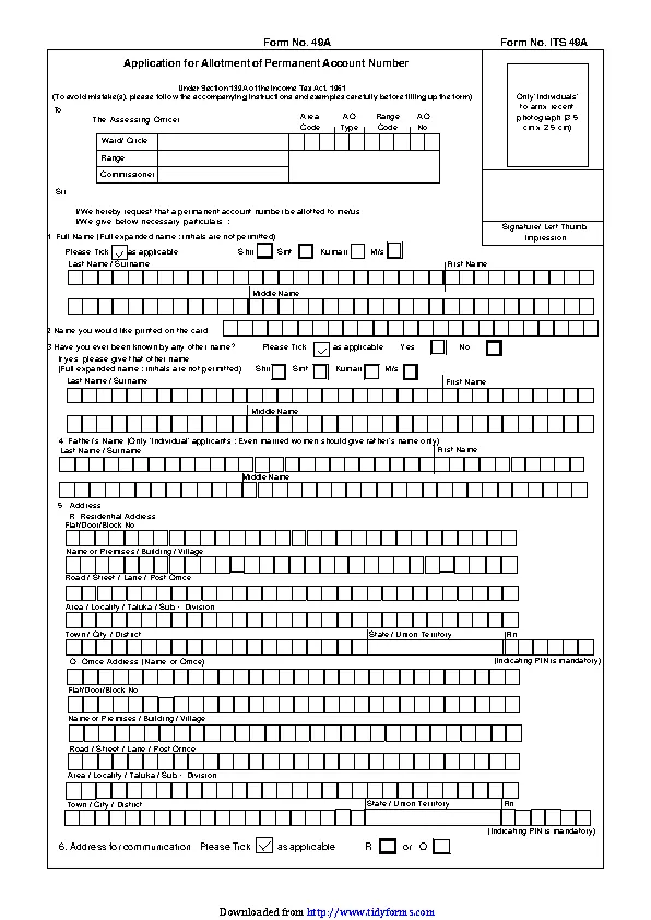 Form No 49A - PDFSimpli