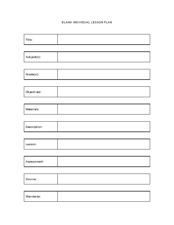 Free Blank Lesson Plan Template - PDFSimpli