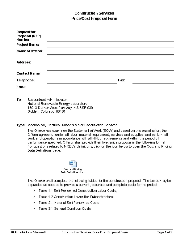 Free Construction Estimate Template - PDFSimpli