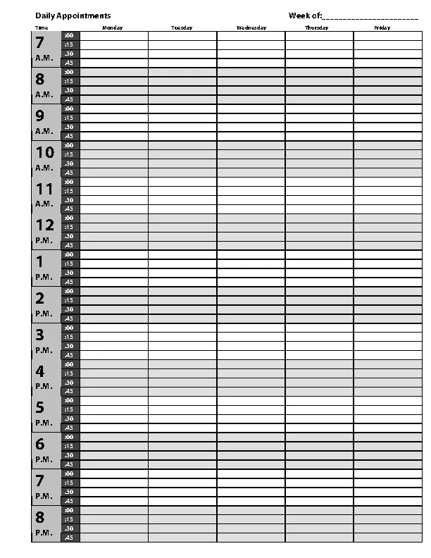 Free Download Daily Appointments Schedule Template Pdf Format - PDFSimpli