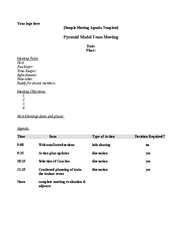 Free Download Meeting Schedule Word Format - PDFSimpli