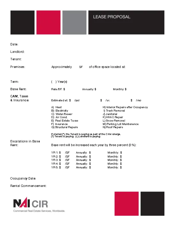 Free Lease Proposal Template - PDFSimpli