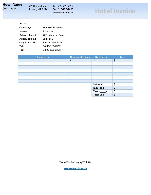 Free Microsoft Hotel Invoice Template Download - PDFSimpli
