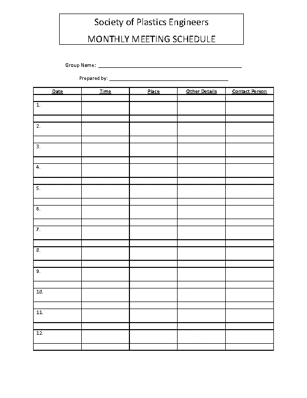 Free Monthly Meeting Schedule Template Word Doc Editable - PDFSimpli Free Monthly Meeting Schedule Template Word Doc Editable - PDFSimpli