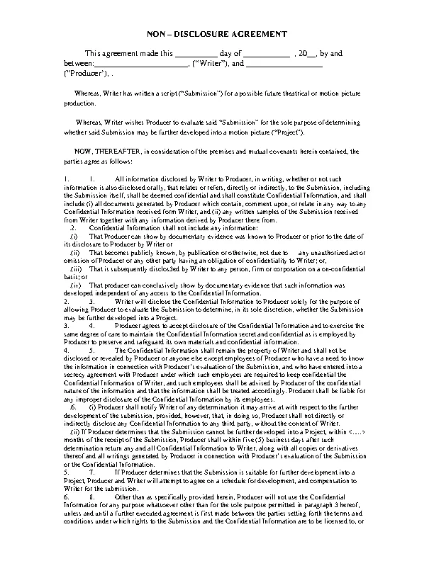 Free Non Disclosure Agreement - PDFSimpli