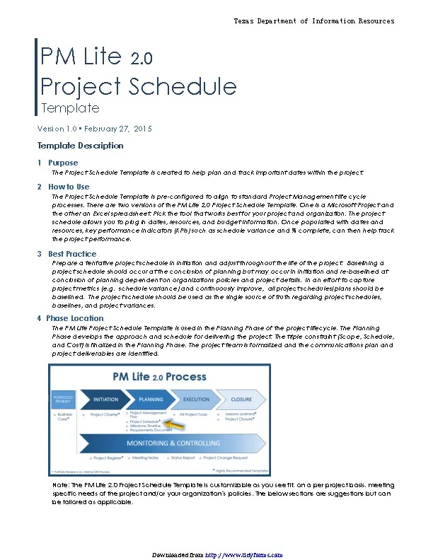Free Project Schedule Template - PDFSimpli