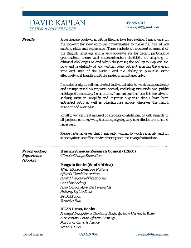 Freelance Proofreader Resume - PDFSimpli