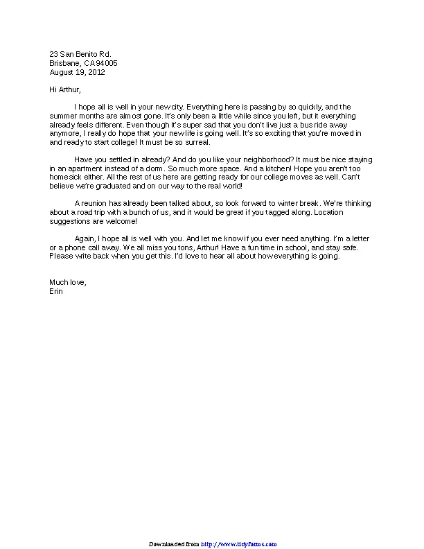 Friendly Letter Sample 1 - PDFSimpli