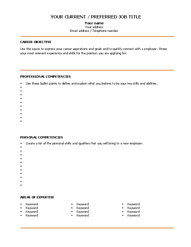 Functional Cv Template - PDFSimpli