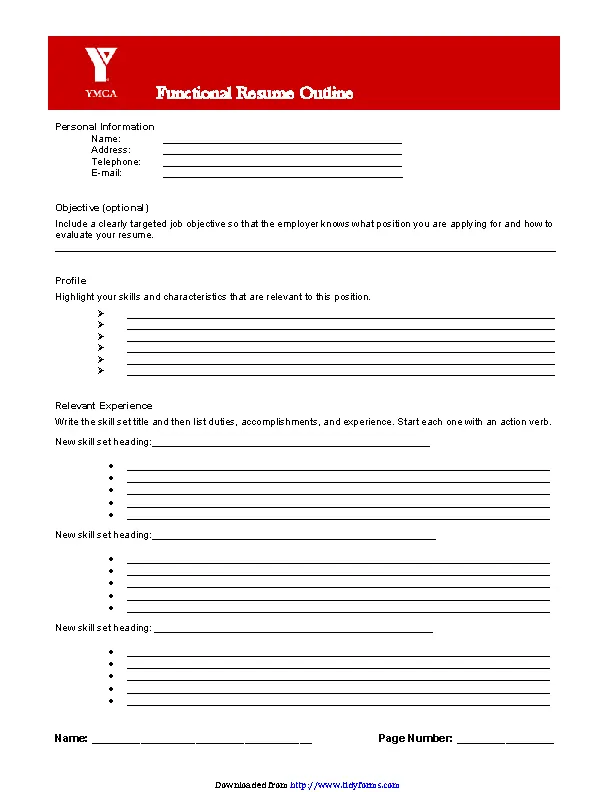 Functional Resume Outline - PDFSimpli