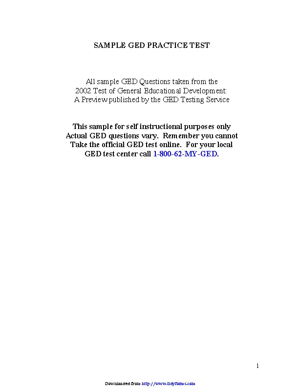 Ged Sample Test Template 2 - PDFSimpli