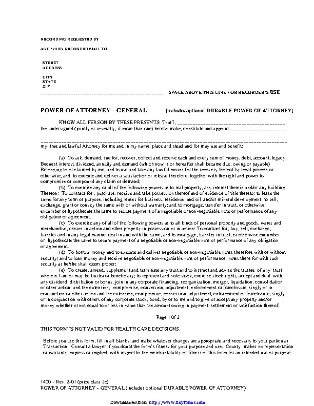 General Power Of Attorney Form 2 - PDFSimpli