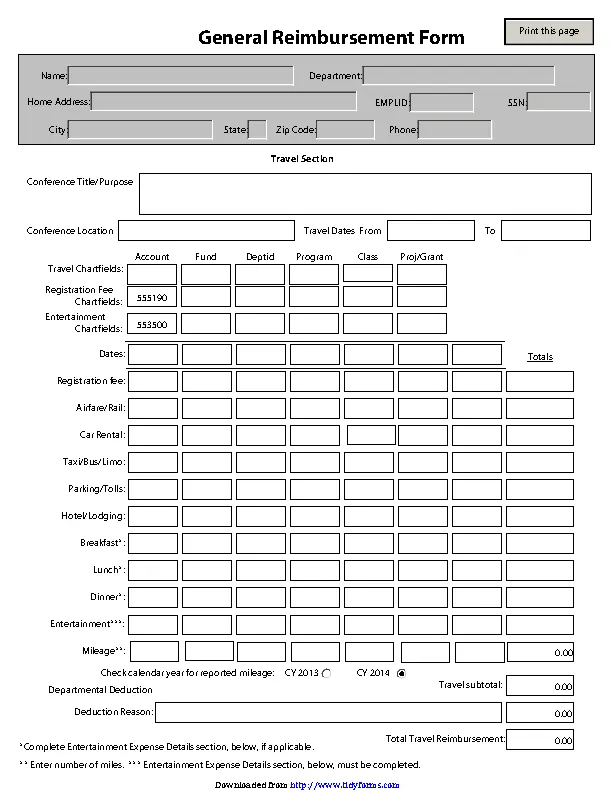 General Reimbursement Form - PDFSimpli