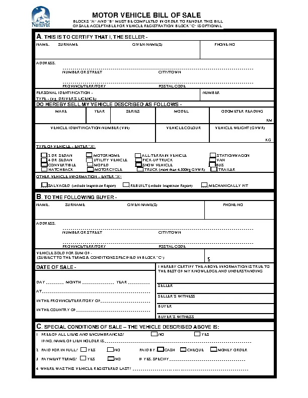Generic Bill Of Sale For Truck - PDFSimpli
