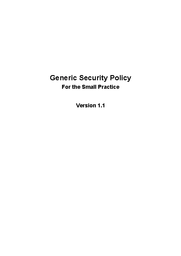 Generic Security Policy - PDFSimpli
