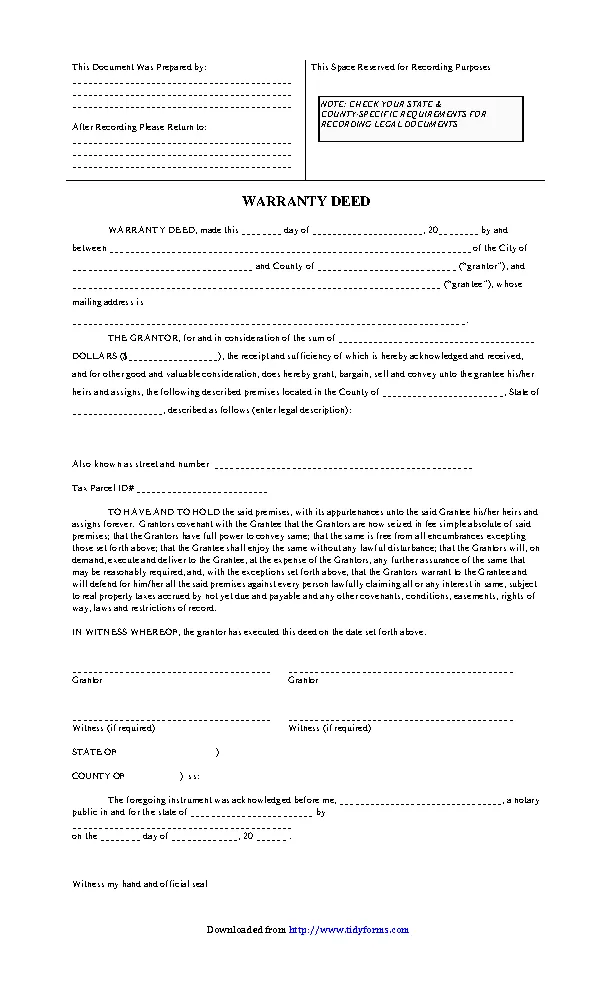 Generic Warranty Deed - PDFSimpli