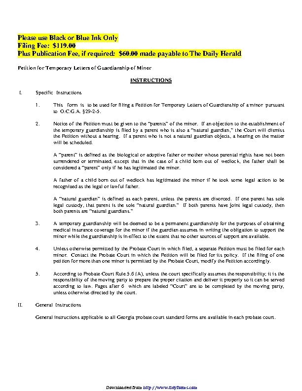 Georgia Guardianship Form 1 - PDFSimpli