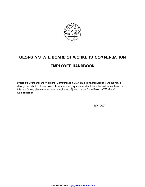Georgia State Board Of Workers Compensation Employee Handbook - PDFSimpli