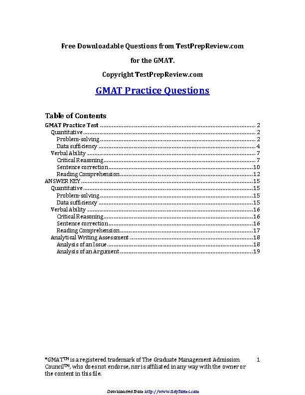 Gmat Sample Questions Template 1 - PDFSimpli