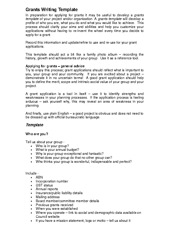 Grants Writing Template - PDFSimpli
