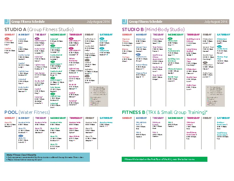 Group Fitness Schedule Template - PDFSimpli