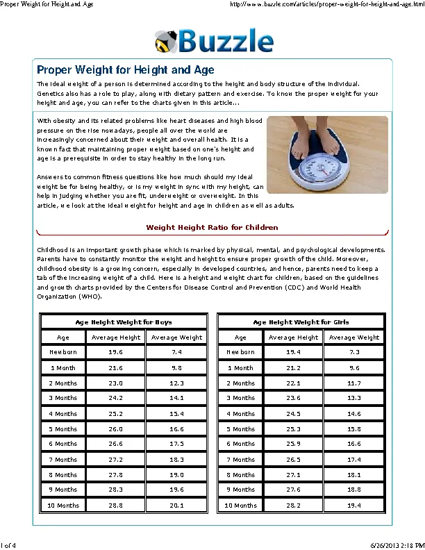 Height Weight Of Boys And Men Chart Template - PDFSimpli