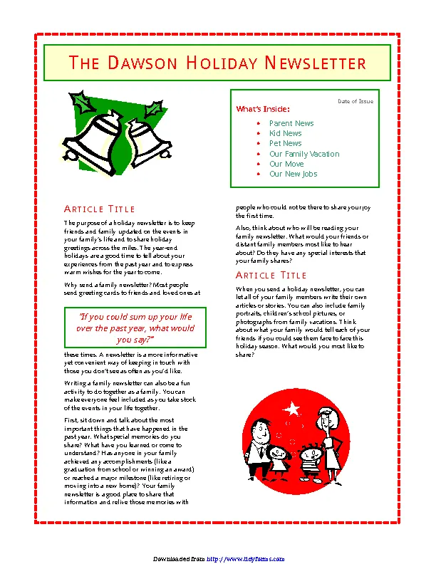 Holiday Newsletter Template 2 - PDFSimpli