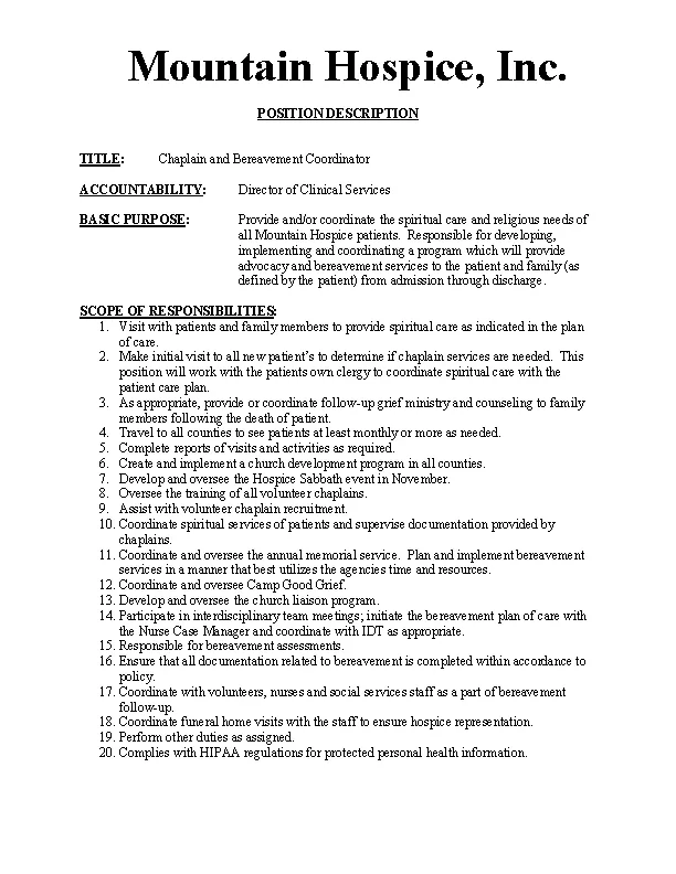 Hospice Coordinator Resume - PDFSimpli