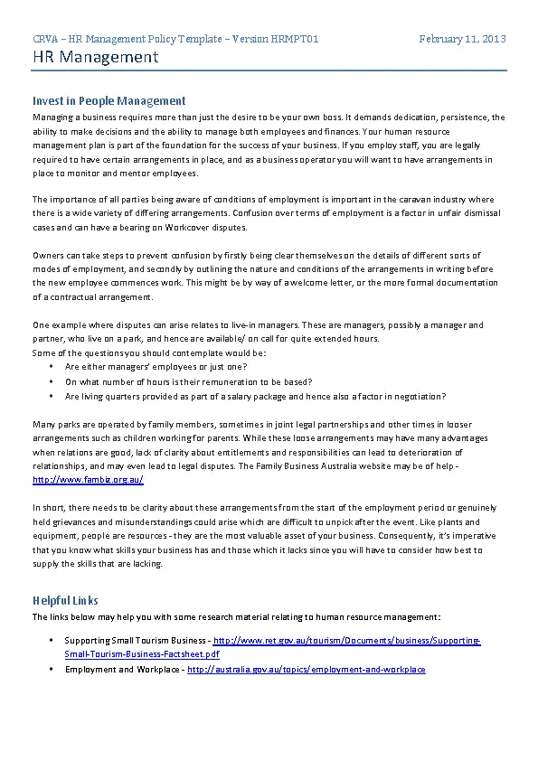 Human Resources Management Policy Template - PDFSimpli