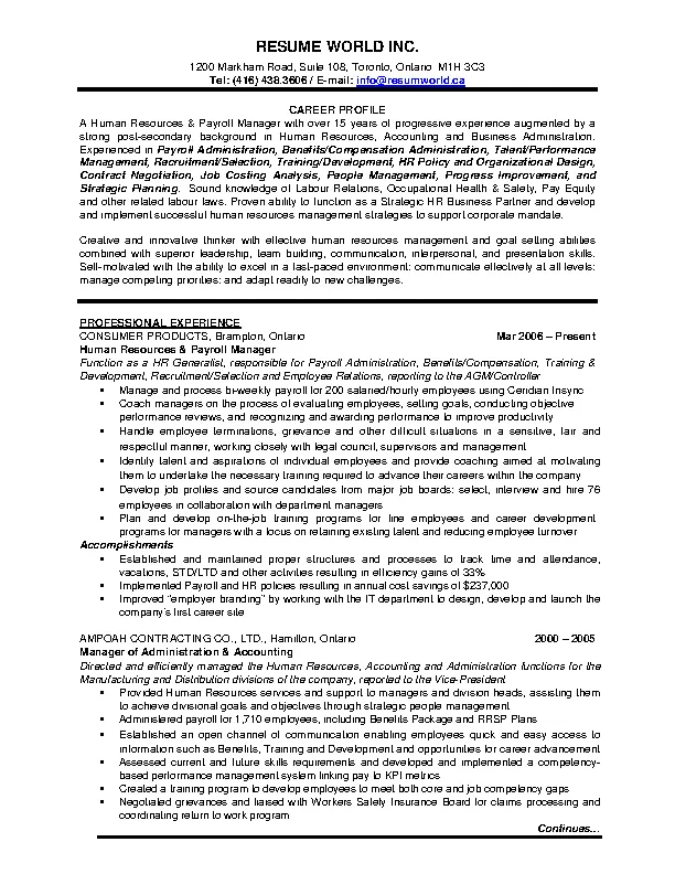 Human Resources Manager Resume Format Template - PDFSimpli