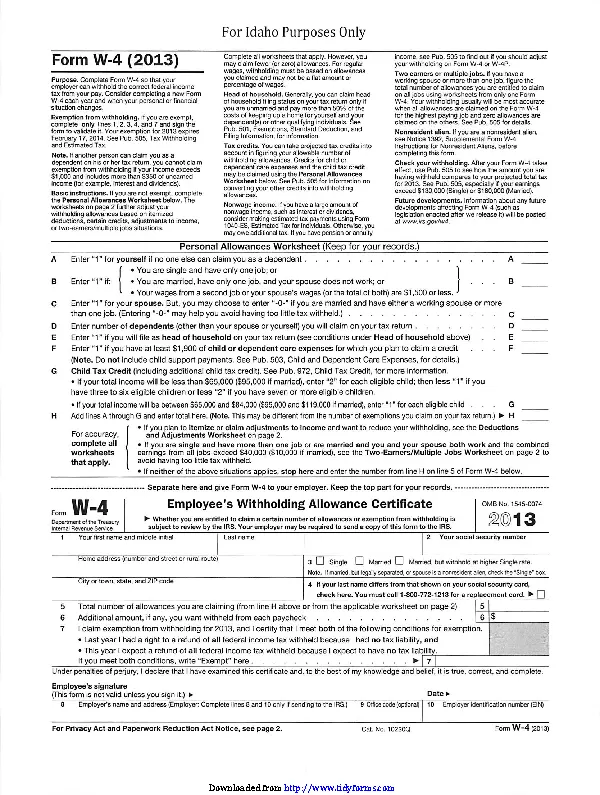 Idaho Form W 4 2013 - PDFSimpli